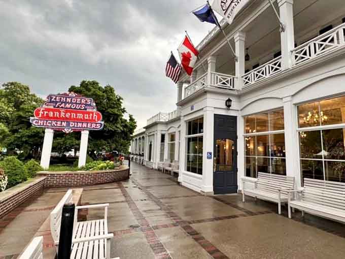 The iconic Zehnder's signage stands as a landmark in Frankenmuth&mdash;promising "Famous Chicken Dinners" that have become a rite of passage for Midwest food lovers.