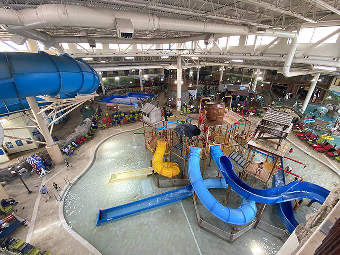 An aerial perspective reveals the true scale of this water wonderland &ndash; where summer lives year-round, regardless of what's happening in the actual Minnesota sky.