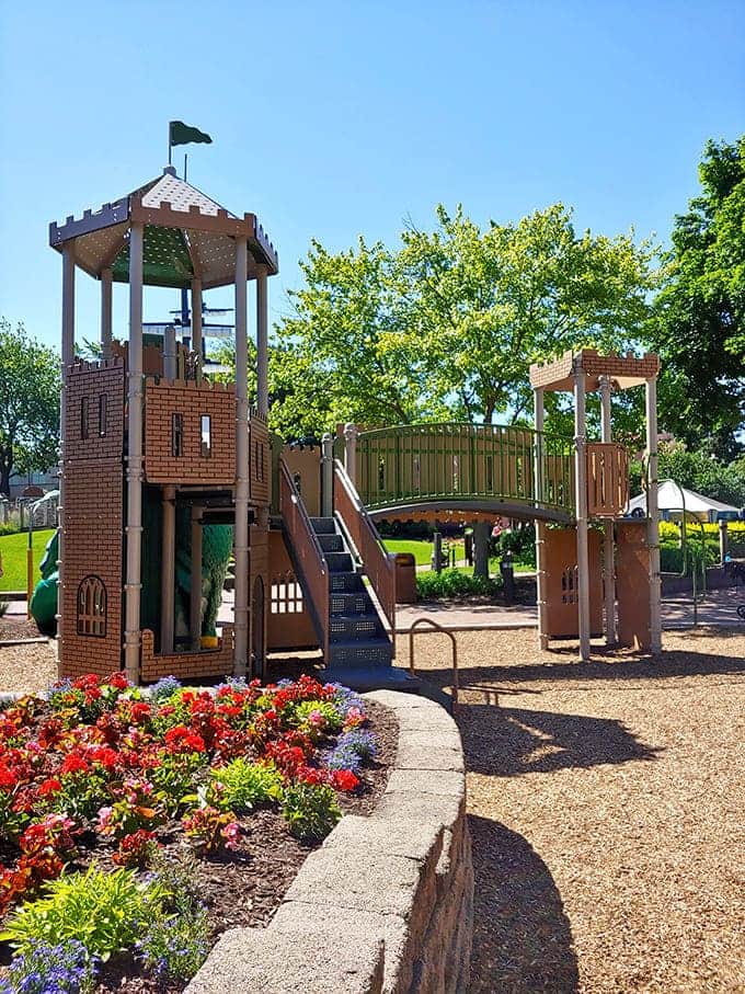 This castle playground transforms ordinary children into knights and princesses, its towers and bridges creating realms of imagination.