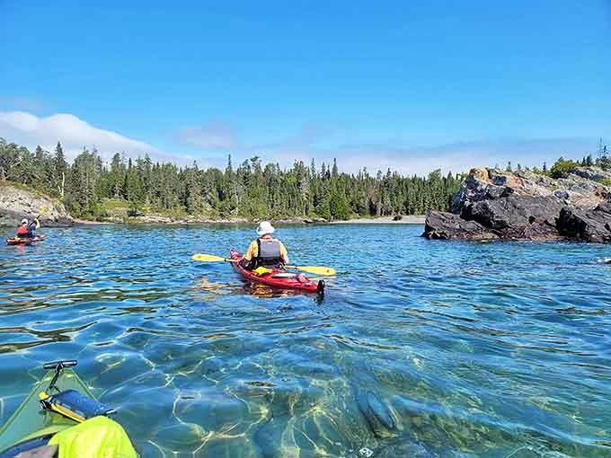 Kayaking these pristine waters offers a fish-eye view of Isle Royale, with every paddle stroke revealing new wonders.