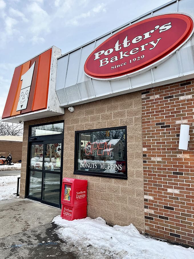 The "OPEN" sign glowing in the window is basically a beacon of hope for anyone who's ever needed a really good donut to make their day better.