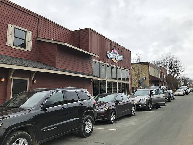 The restaurant's distinctive exterior and ample parking welcome hungry travelers from near and far to this beloved local institution.