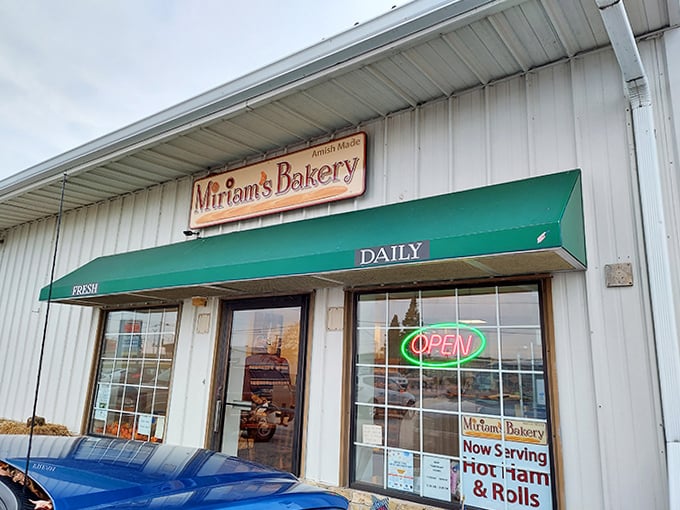 Another view of Miriam's welcoming exterior &ndash; the green awning signals "fresh" to those in the know.