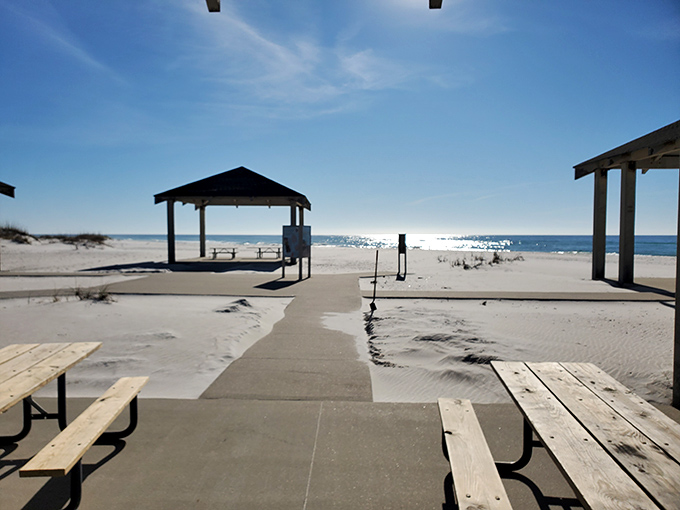 These pavilions offer blessed shade when the Florida sun decides it's really going to show off its BTU capabilities.