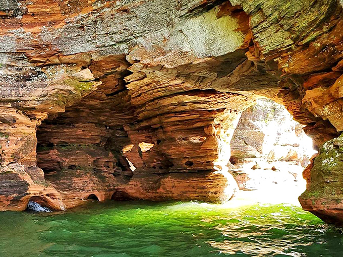 The caves reveal their sculptural complexity from within, where water meets ancient stone in an ongoing geological conversation.