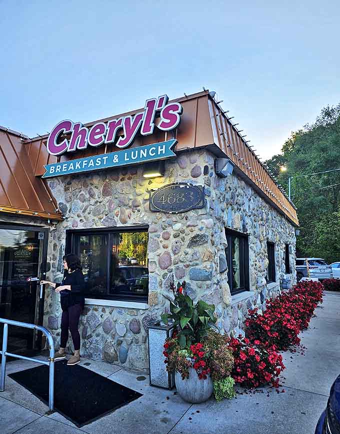 The castle exterior delivers on its promise of something special inside, making this one of Michigan's most photogenic breakfast destinations.