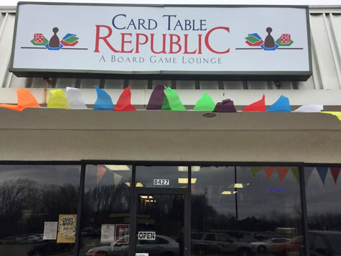Card Table Republic's inviting entrance signals a departure from the digital world and an invitation to analog adventures.