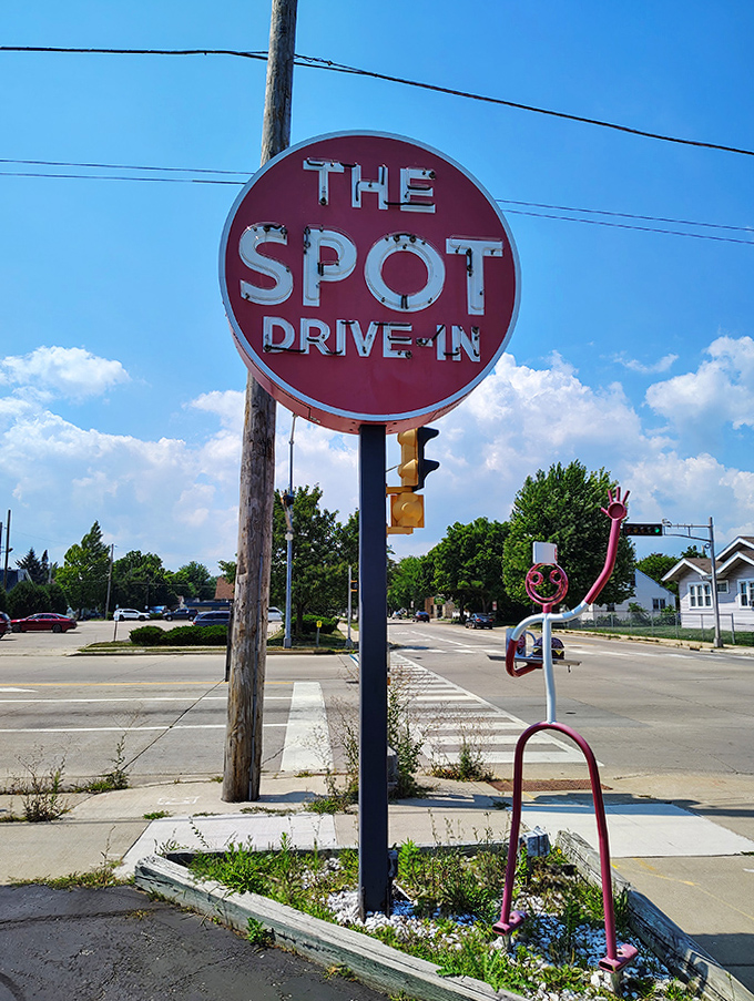 The iconic sign stands tall, a landmark for locals and a welcome sight for visitors seeking authentic American flavors.