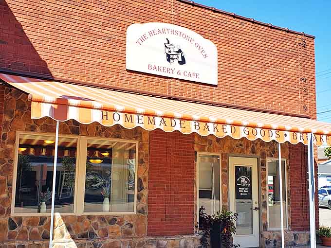 The Hearthstone Oven's fa&ccedil;ade glows in golden light, a beacon of baked goodness in downtown Ithaca that's worth every mile of the journey.