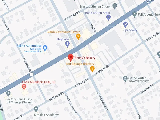 16. benny's bakery map