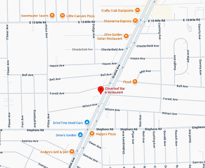 16. cloverleaf bar & restaurant (eastpointe) map