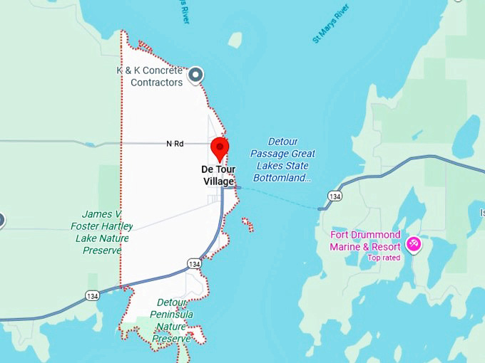 16. de tour village, michigan map