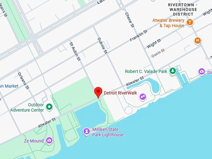 16. detroit riverwalk map