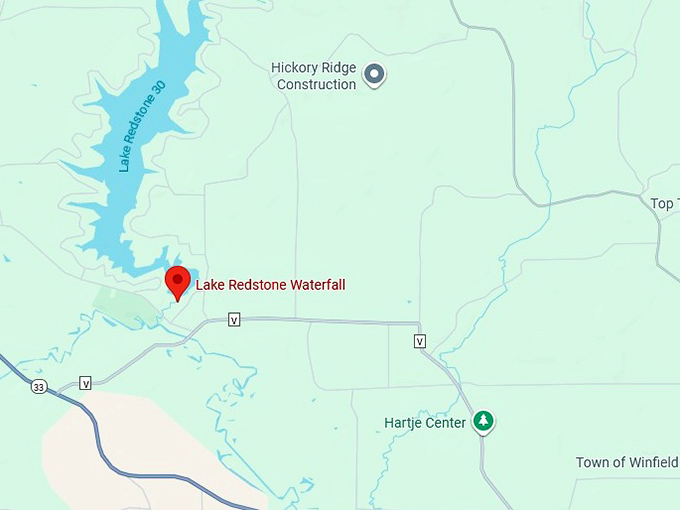 16. lake redstone waterfall map