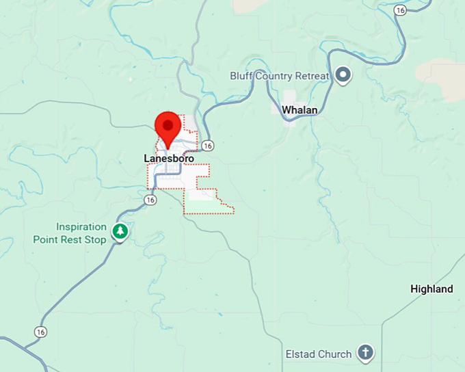 16. lanesboro, minnesota map
