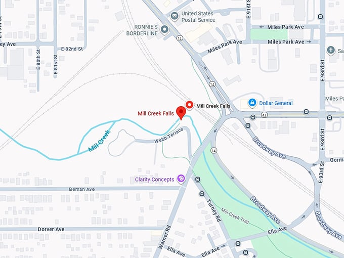 16. mill creek falls, cleveland map