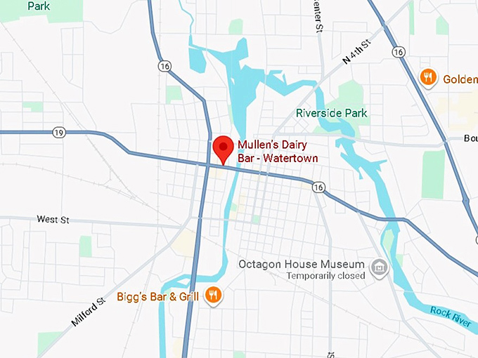 16. mullen's dairy bar watertown map