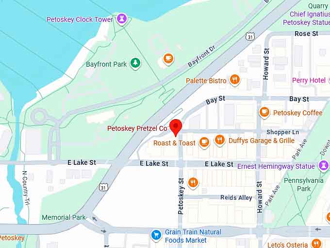 16. petoskey pretzel co. (petoskey) map