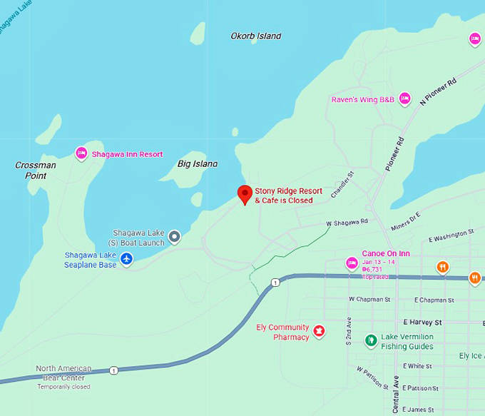 16. stony ridge resort & cafe (ely) map