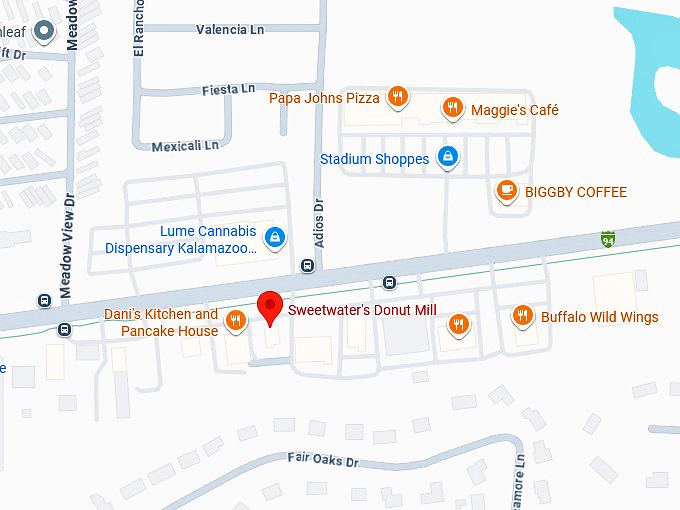 16. sweetwater's donut mill (333 stadium dr, kalamazoo, mi) map