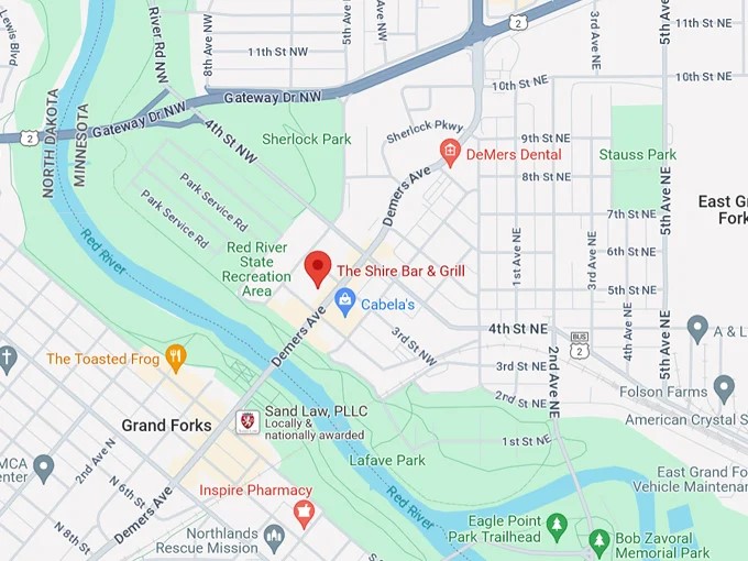 16. the shire bar grill 9 map