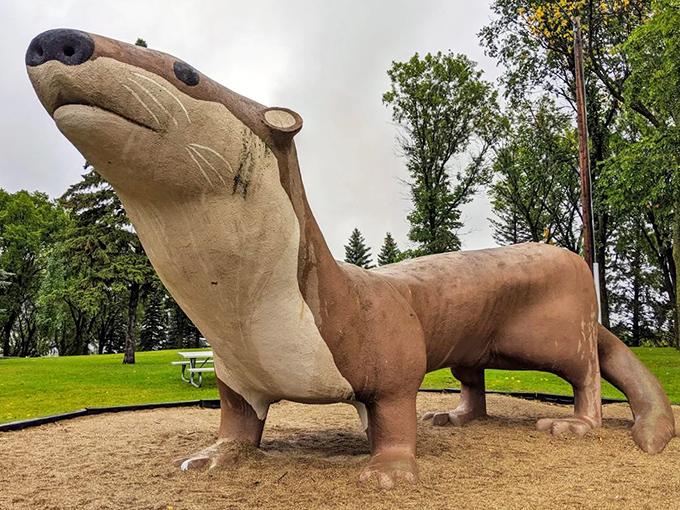 Otto the Otter lounges majestically in Fergus Falls, his 40-foot concrete form inviting visitors to stop and smile at his permanent grin.