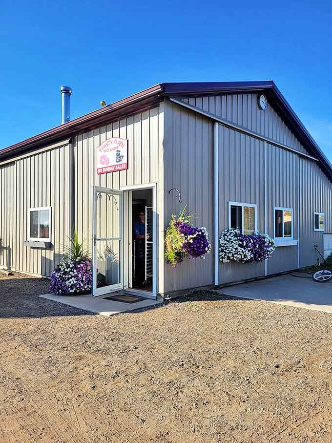 This charming bakery building proves that great things come in unassuming packages, especially when those packages are filled with fresh pastries.