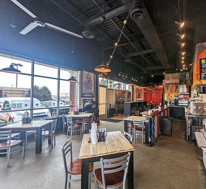 Industrial chic meets BBQ comfort in this no-nonsense interior where the focus stays squarely where it belongs &ndash; on the magnificent meat.