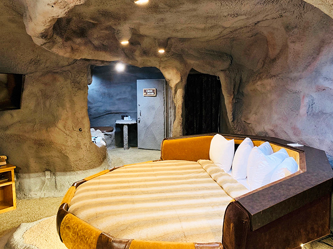 Step into the Cave suite and channel your inner Fred Flintstone &ndash; minus the dinosaur-powered appliances and with significantly better bedding.