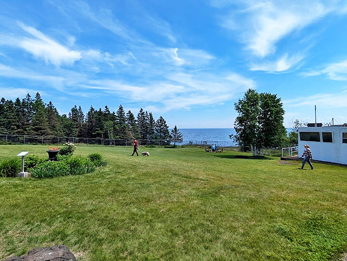 Expansive grounds offer peaceful moments where visitors can wander, breathe in fresh Lake Superior air, and disconnect from everyday chaos.