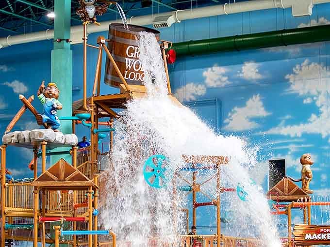 Fort Mackenzie stands tall as the interactive centerpiece of the waterpark, where the famous tipping bucket drenches delighted guests every few minutes.