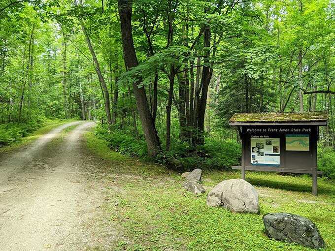 Welcome to adventure! The entrance trail at Franz Jevne beckons visitors into a world where nature still writes the rules.