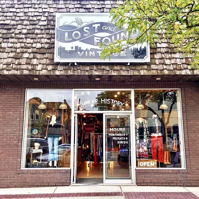 The inviting fa&ccedil;ade beckons vintage enthusiasts with colorful displays that promise treasures from decades past waiting inside.