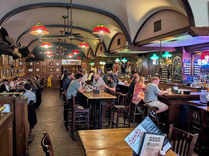 Interior: Step inside and time-travel to old-world Europe with vaulted ceilings, warm lighting, and the kind of atmosphere money can't manufacture.