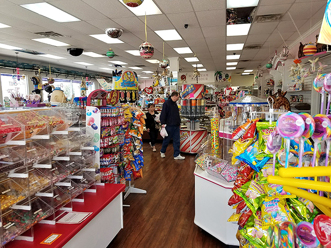 Inside, a candy wonderland unfolds with endless aisles of colorful treats &ndash; more temptation per square foot than Vegas and Disney combined.