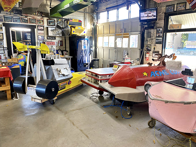 Step into a wonderland where Amazon boxes dream of greater purpose. The museum interior showcases vessels that defy both logic and the natural properties of paper products.