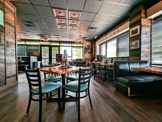 Warm wood tones and comfortable seating create the perfect backdrop for culinary adventures &ndash; robot-delivered or otherwise.