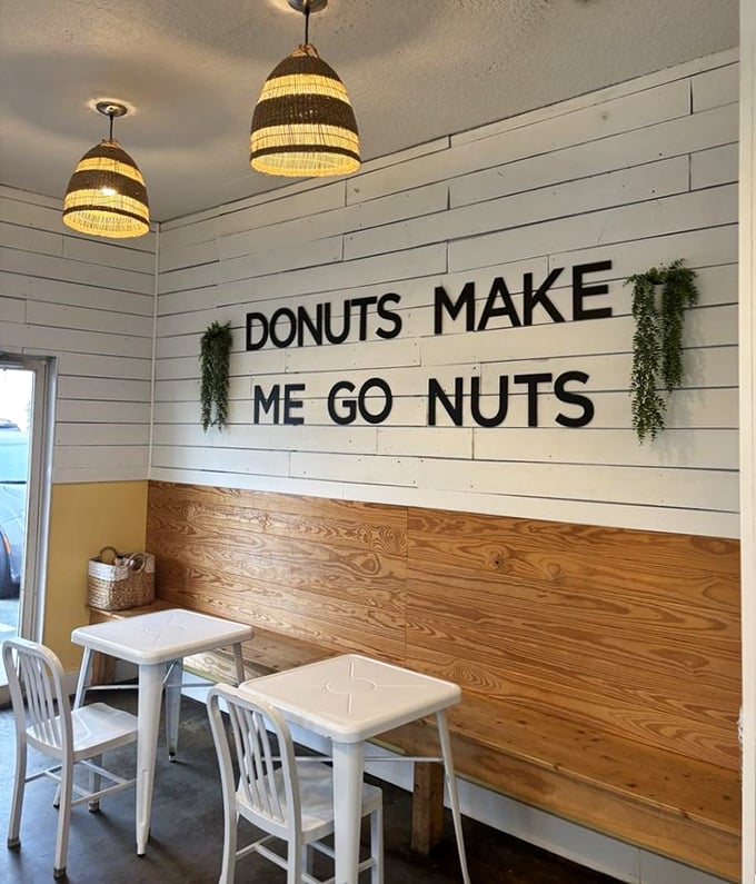 "Donuts Make Me Go Nuts" isn't just a cute slogan&mdash;it's a scientific fact you'll confirm after one bite in this cozy, beach-inspired interior.