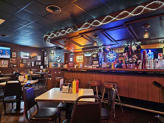 Step inside and you're in burger paradise, where wood paneling meets molten cheese in the most beautiful way.