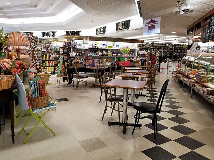 Inside Oliver T's, the checkered floor and warm lighting create an atmosphere where time slows down and food appreciation takes center stage.