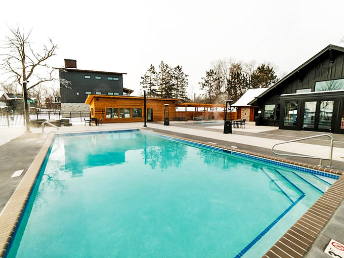 Where "taking a dip" becomes an art form &ndash; this heated haven offers lake views without the seaweed surprises.
