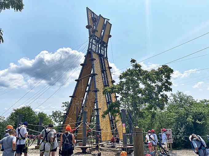 Reaching new heights on the climbing tower &ndash; where every handhold conquered feels like summiting Everest, just with better safety equipment.