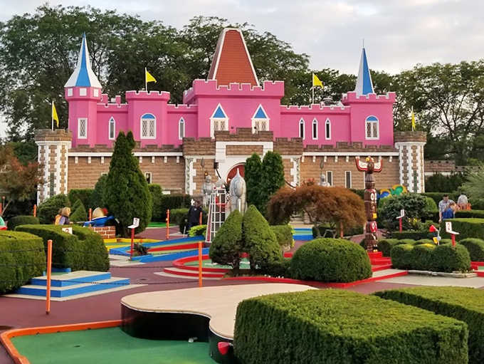 This bubblegum-pink fortress isn't guarding princesses &ndash; it's protecting par scores and childhood wonder with equal dedication.