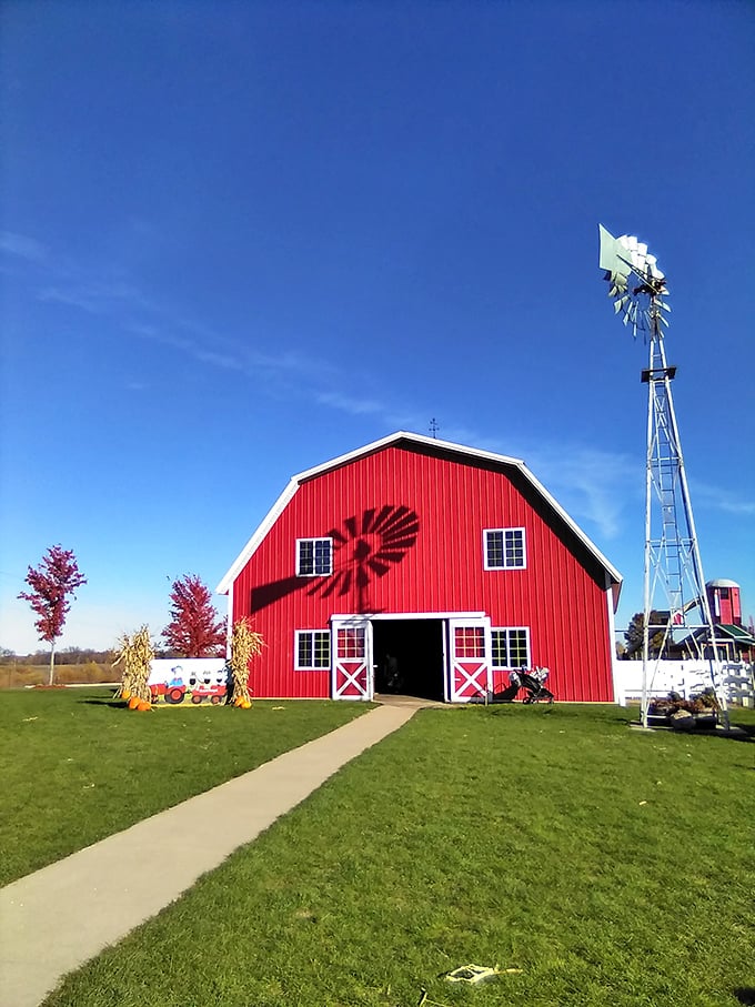 Red barn and windmill: Classic farm architecture with a twist &ndash; these buildings house adventures, not just hay and tractors.