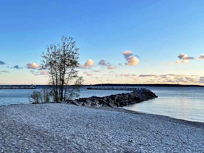 Rocky beach tranquility: Nature's meditation space &ndash; where each wave erases another worry and every stone tells a geological story.