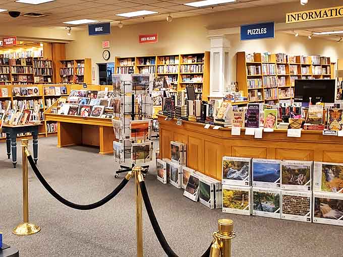 A bibliophile's dream come true &ndash; neatly organized shelves create a labyrinth of literary treasures waiting to be discovered.