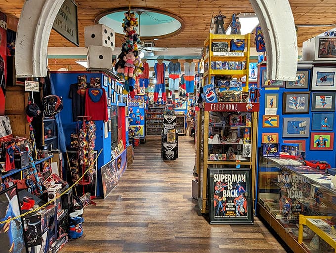 Inside, every surface celebrates the Man of Steel, creating a visual feast that would make even the Fortress of Solitude jealous of the decor.