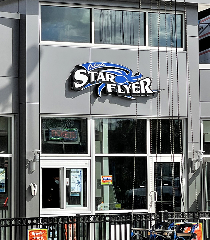 The entrance to vertigo-inducing thrills – where courage is tested and memories are made at 450 feet above solid ground.