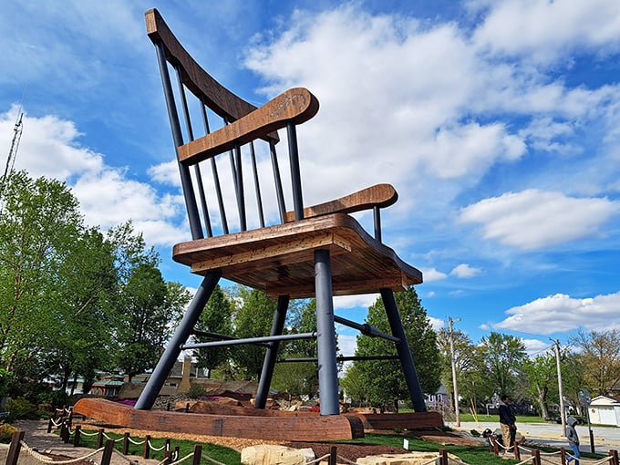 Towering over 56 feet tall, this wooden giant isn't just for show &ndash; it actually rocks, though you might need a giant's strength to get it moving.