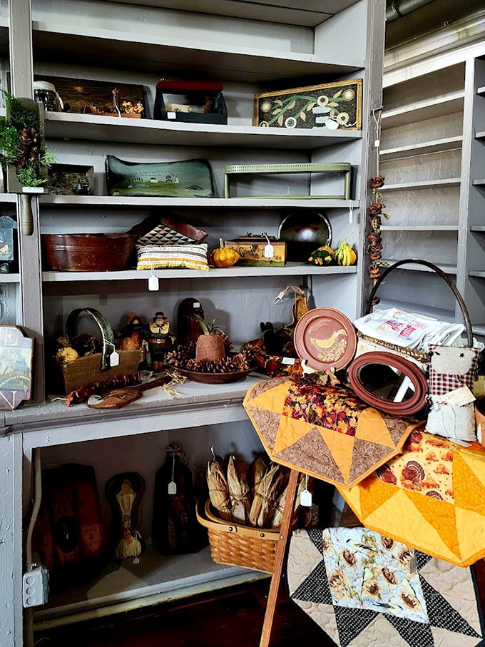 Shelves brimming with treasures from another era &ndash; these aren't manufactured antiques but genuine artifacts that have found their second life here.